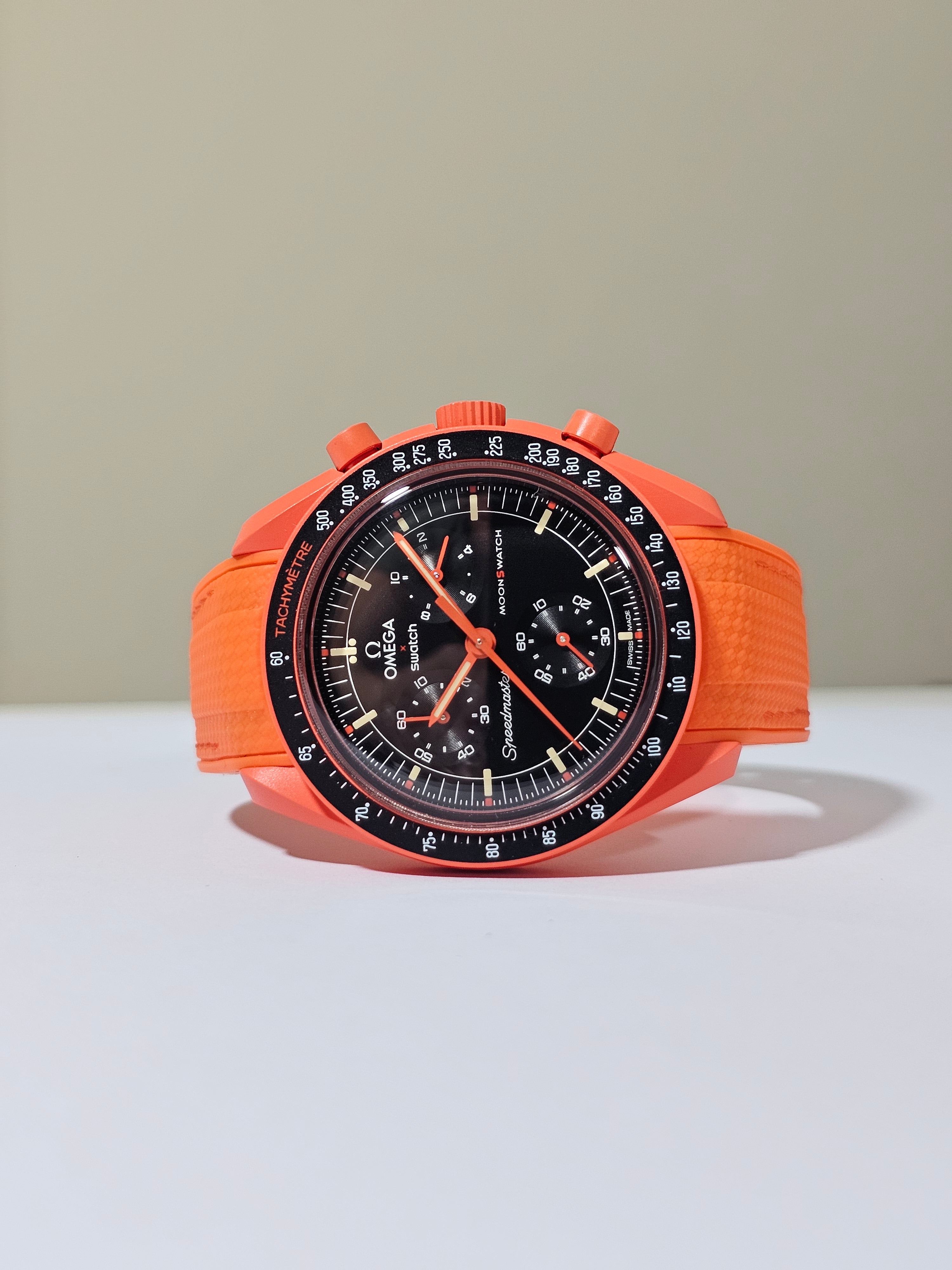 Orange Rubber Woven Strap | Omega X Swatch Lava MoonSwatch – MGB WATCHES