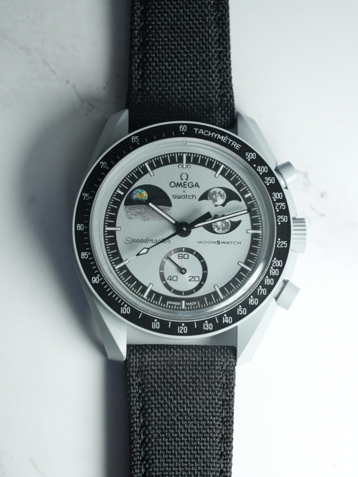Omega X Swatch Earthphase MoonSwatch Strap: Canvas - Black – MGB WATCHES